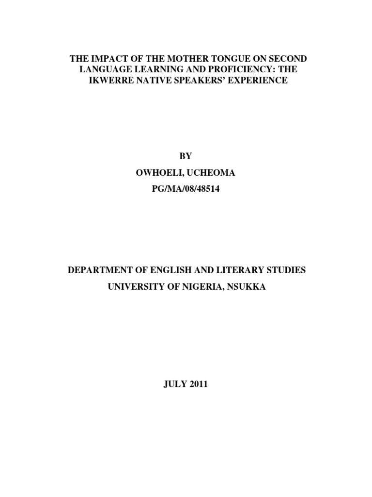 UCHEOMA's Project Start | PDF | Second Language | First Language