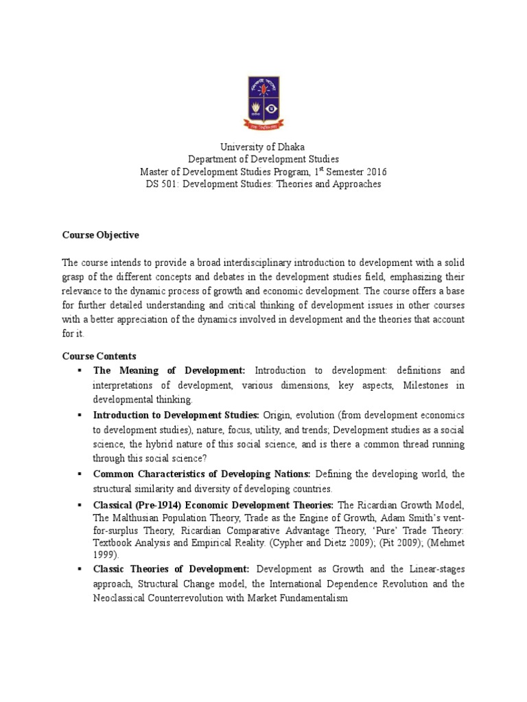 DS 501-Development Studies Theories and Approaches | PDF | Development ...
