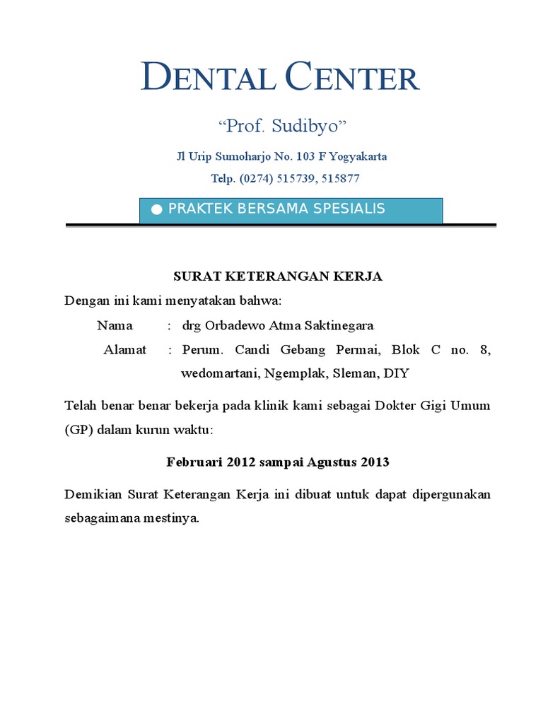 Surat Keterangan Kerja DC | PDF