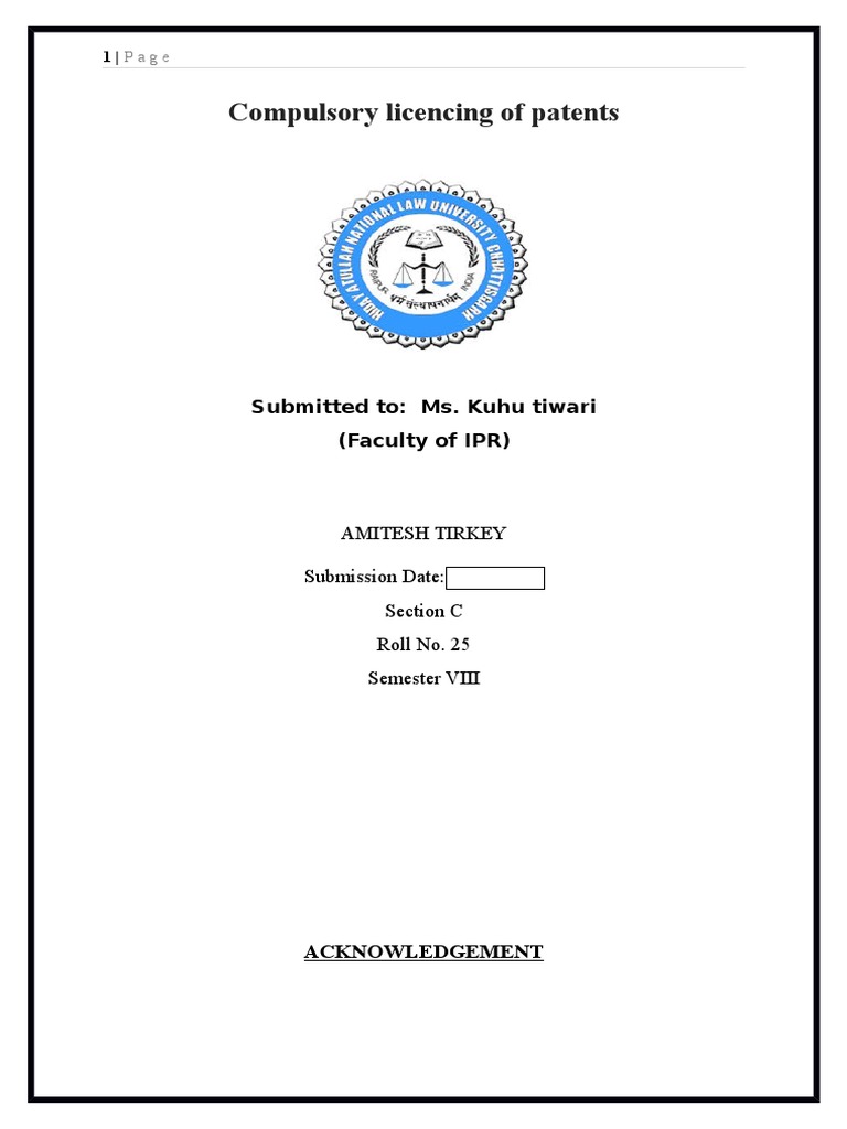 An In-Depth Analysis of Compulsory Licensing of Patents | PDF | Trips ...