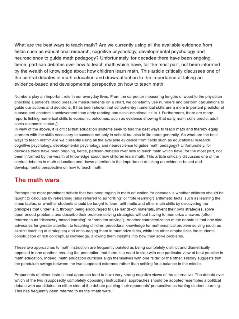 No More Math Wars | PDF | Programme For International Student ...