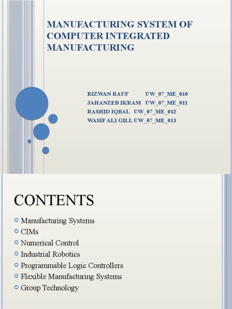 Manufacturing Systems in CIMS | PDF | Automation | Production And ...