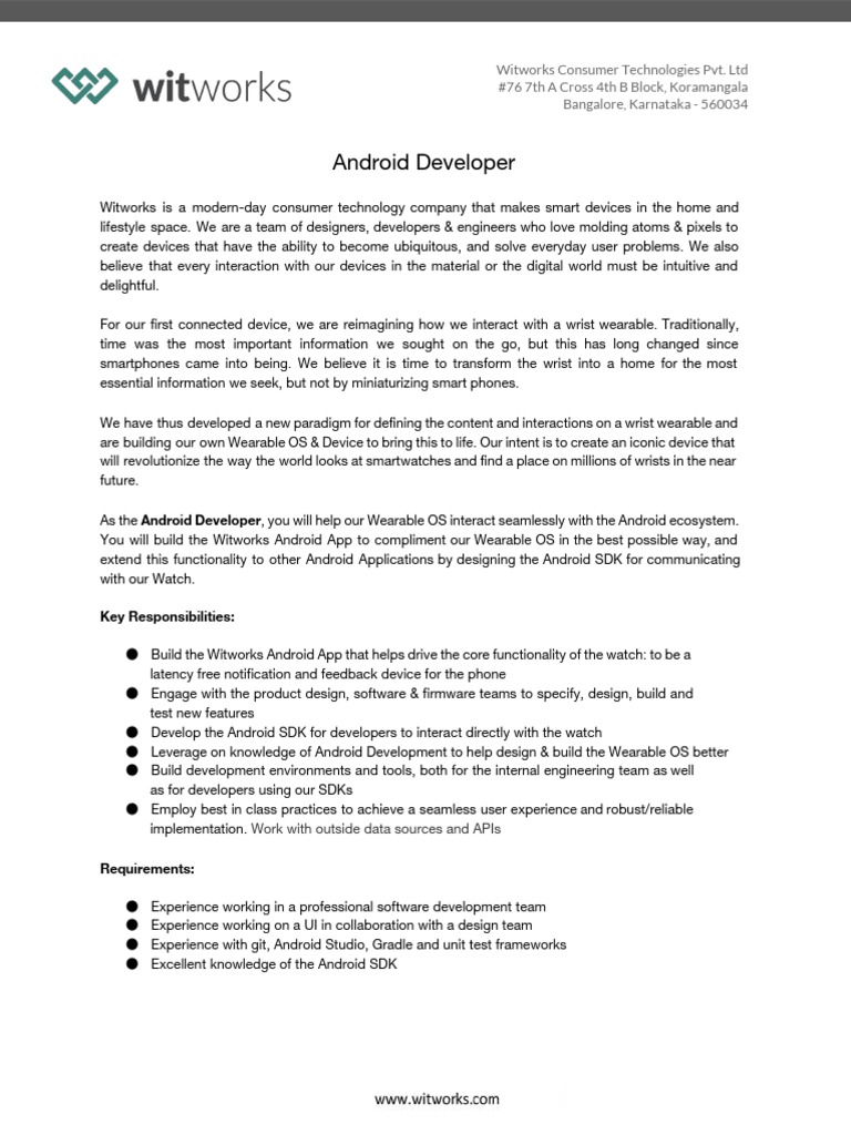 AndroidDeveloper Witworks | PDF | Software Development Kit | Android (Operating System)