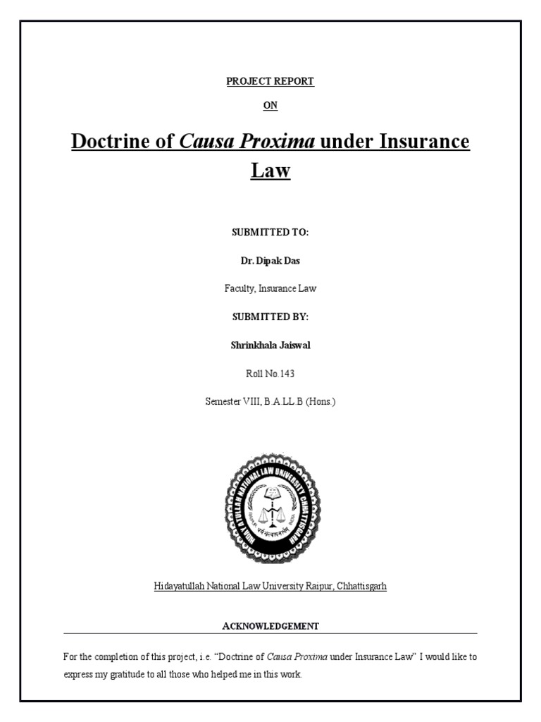 Causa Proxima in Insurance Law Explained | PDF | Proximate Cause ...
