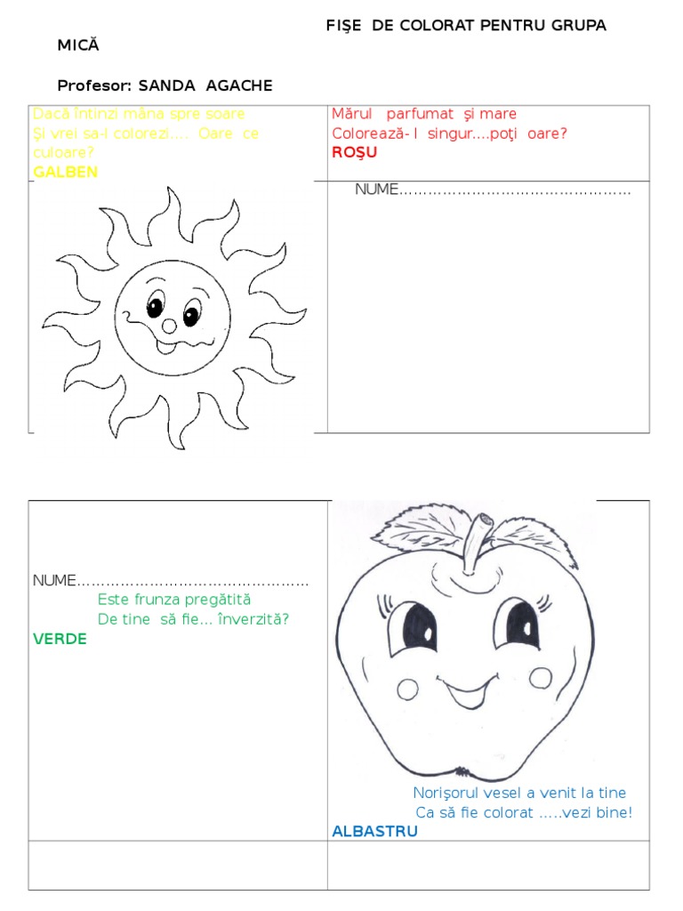 Fise de Colorat Pentru Grupa Mica