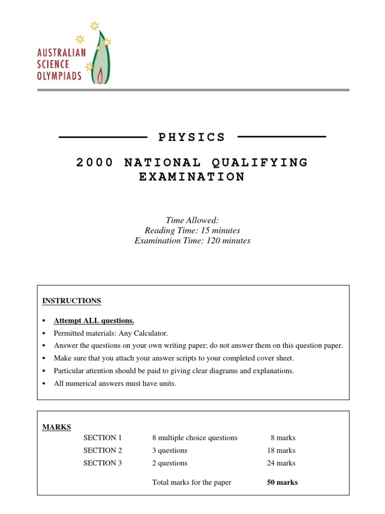 2000 Physics NQE Questions | PDF | Jet Engine | Tropical Cyclones