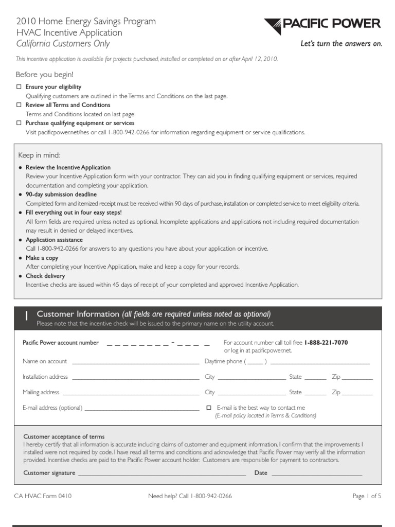 California Customers Only: 2010 Home Energy Savings Program HVAC ...