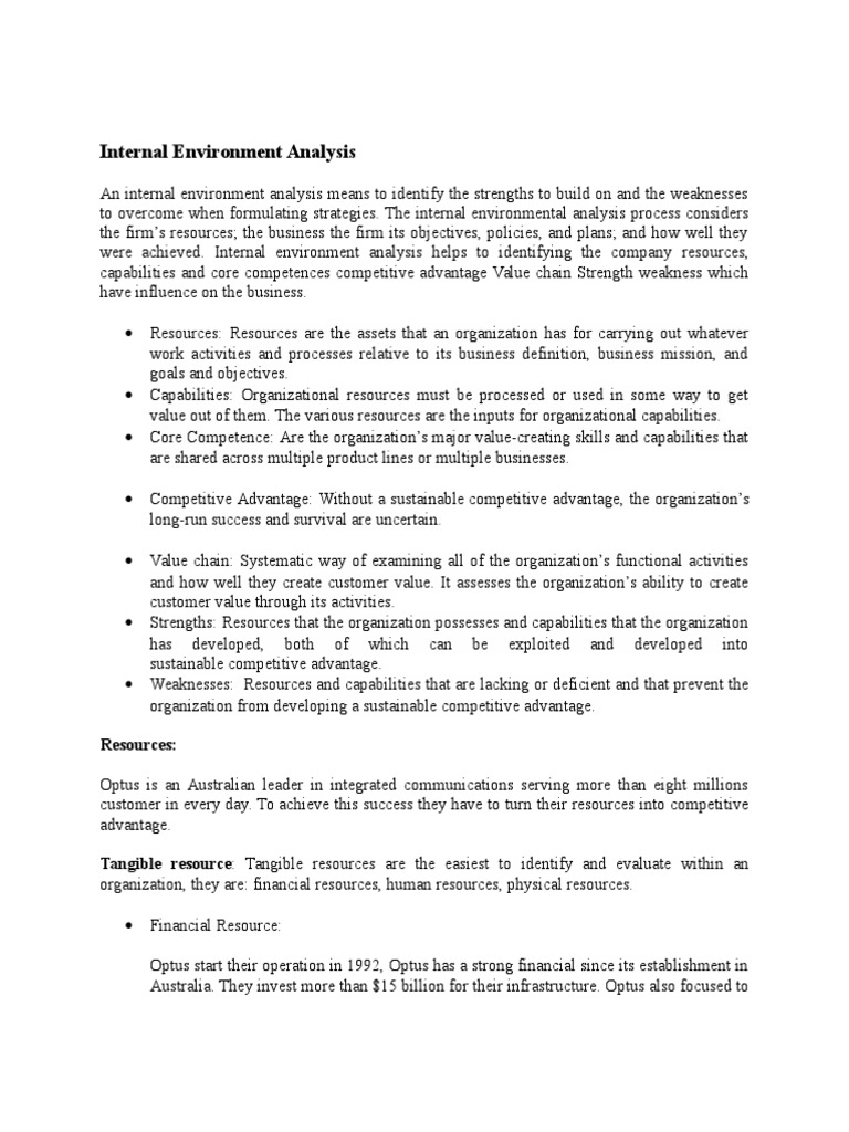 Internal Environment Analysis | PDF | Resource | Competence (Human ...
