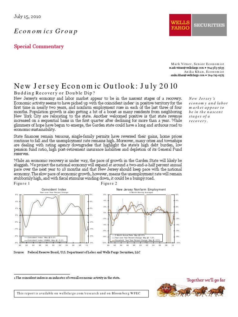 New Jersey Economic Outlook-JUL 2010 | PDF | Unemployment | Social Science