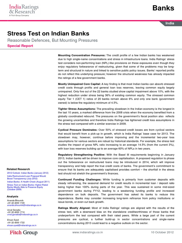 Banks: Stress Test On Indian Banks | PDF | Banks | Basel Iii