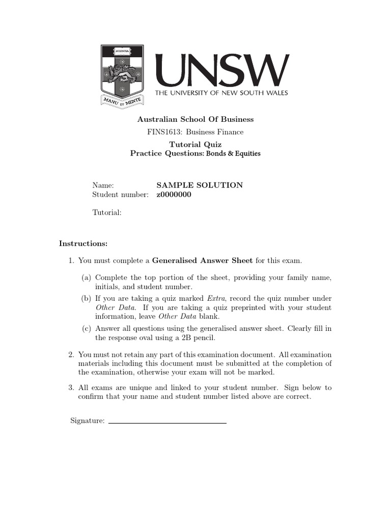 Business Finance Quiz: Bonds & Equities | PDF | Bonds (Finance) | Yield ...