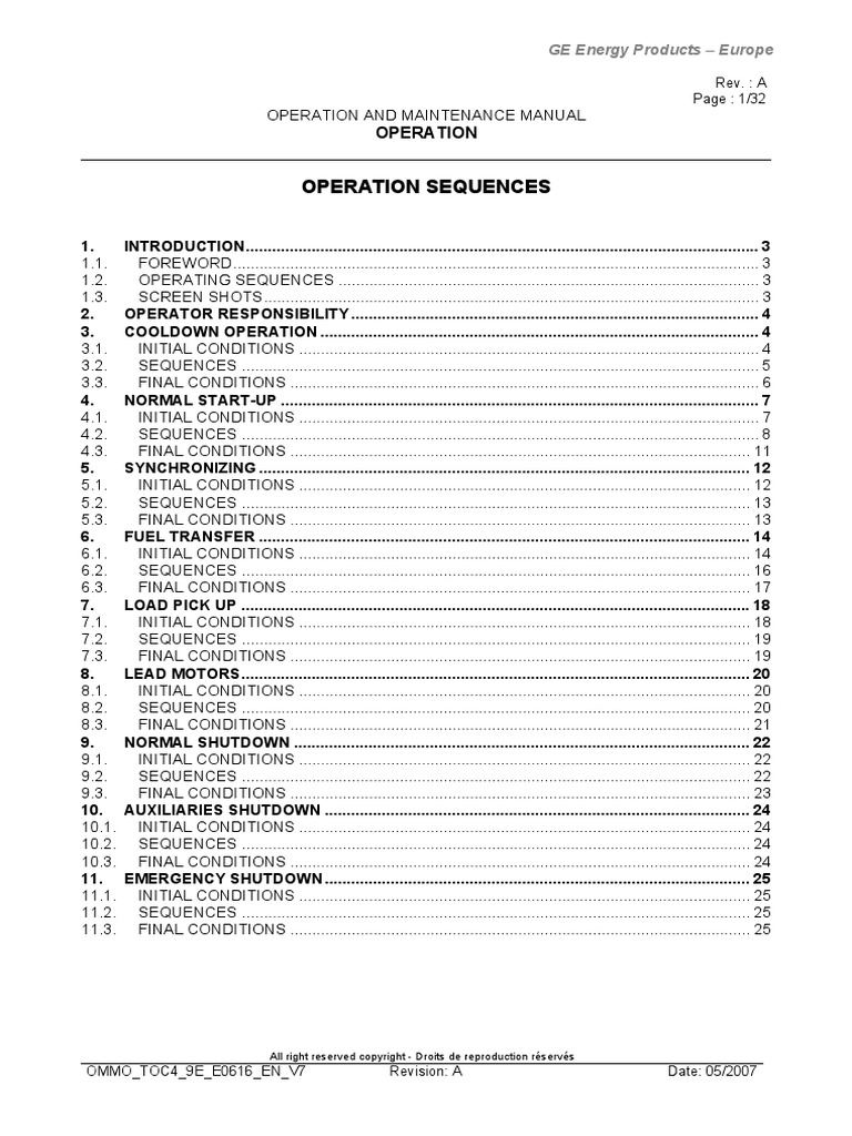 9e Operation Sequence | PDF | Gas Turbine | Electric Generator