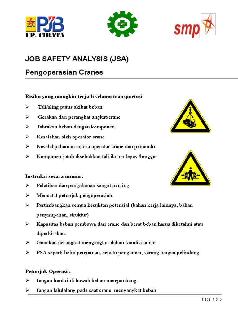 JSA 002-D - Crane Operation | PDF