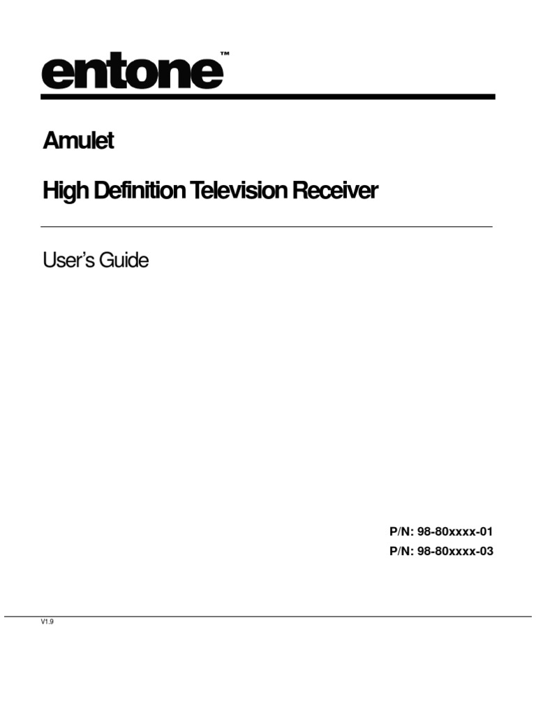 Entone User Guide | PDF | Hdmi | Cable Television