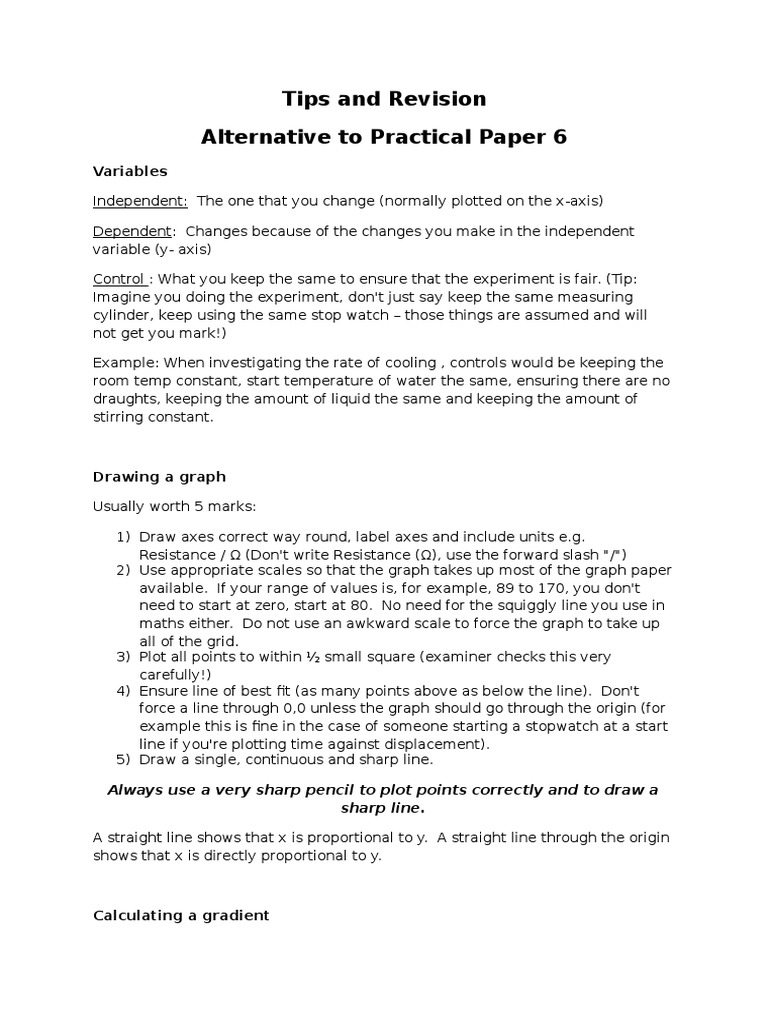 Alternative To Practical Paper 6 Tips | PDF | Business