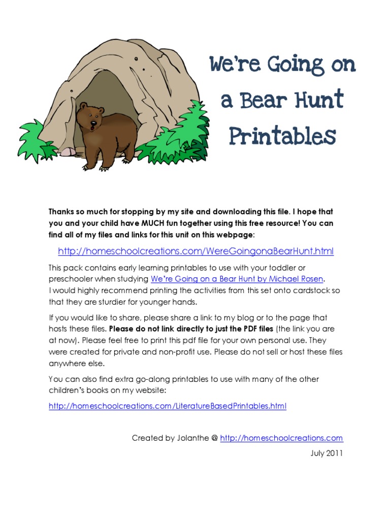 We Re Going On A Bear Hunt Printables | PDF | Leisure | Computing And ...