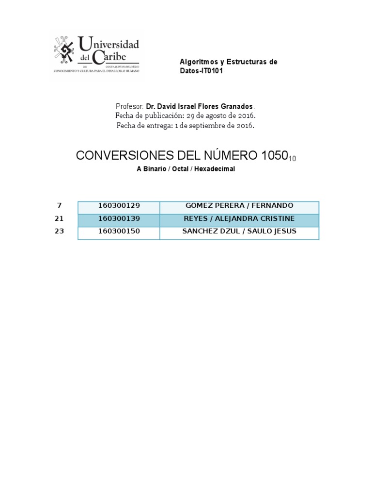 Ejercicio de Conversiones | PDF