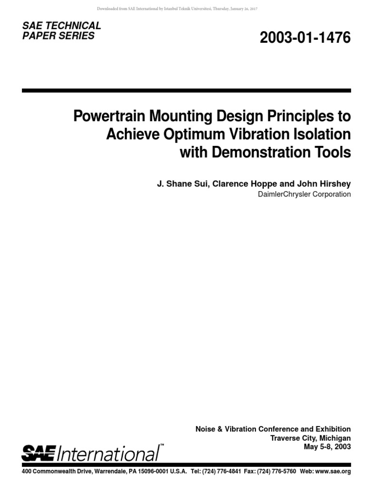 Powertrain Mounting Design Principles To Achieve Optimum Vibration ...