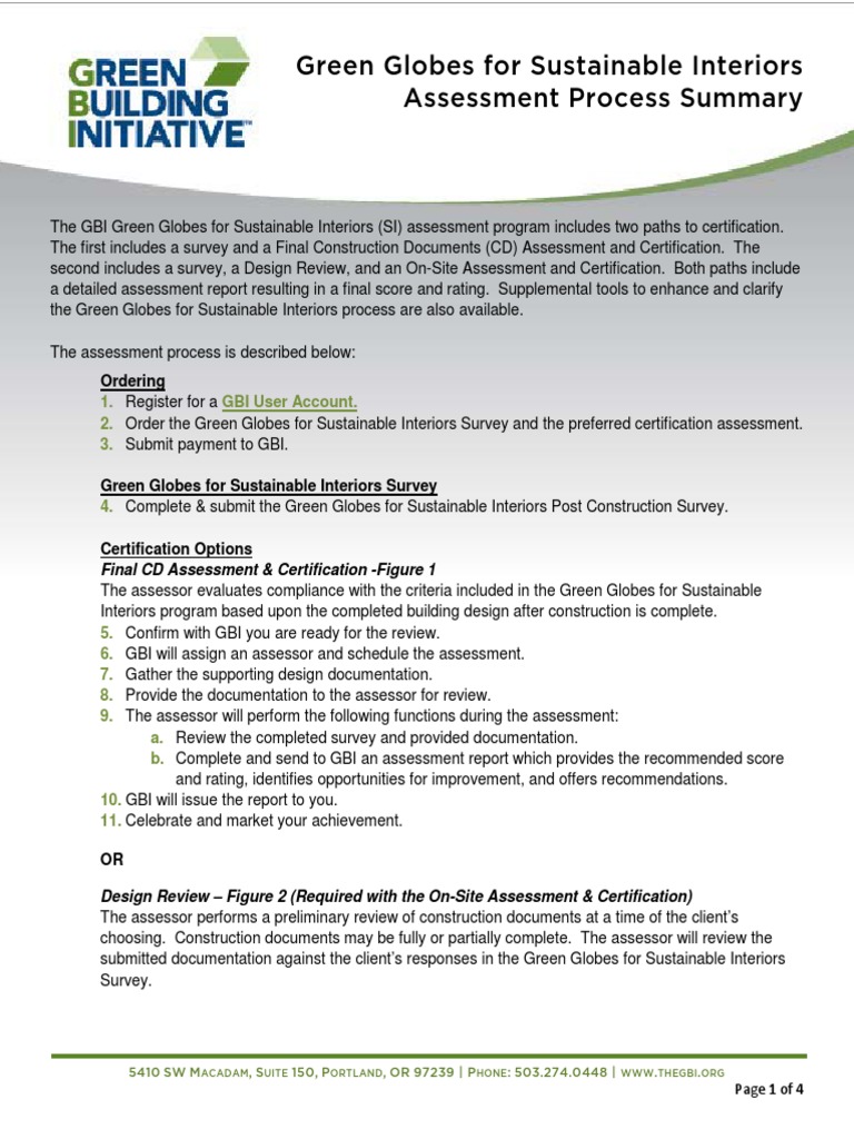 Green Globes Sustainable Interiors Process Overview | PDF | Business