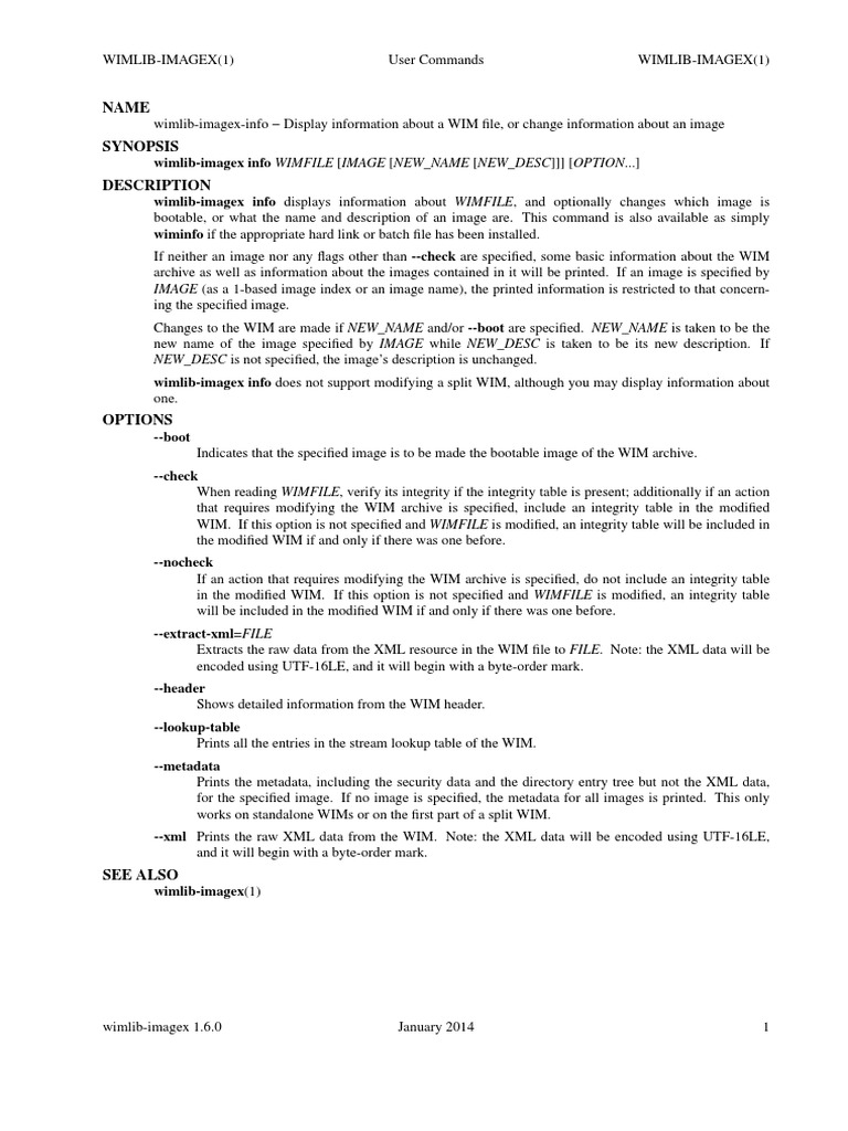 Wimlib Imagex Info | PDF | Metadata | Information Retrieval