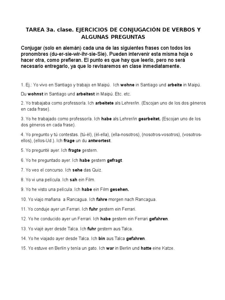 TAREA Ejercicios de Conjugación de Verbos | PDF