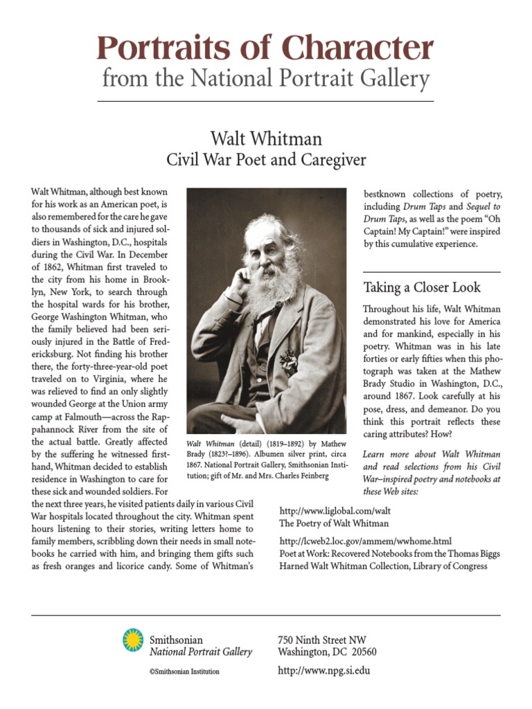 Portraits of Character: Walt Whitman | PDF | Walt Whitman | Washington