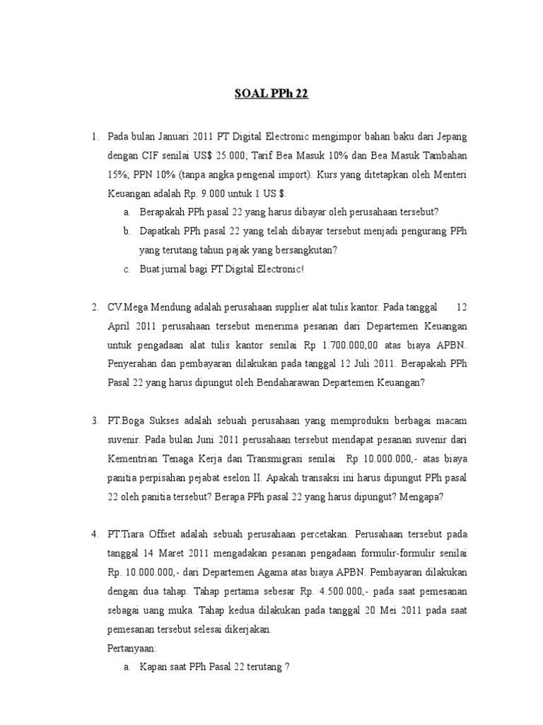 SOAL PPH 22 | PDF