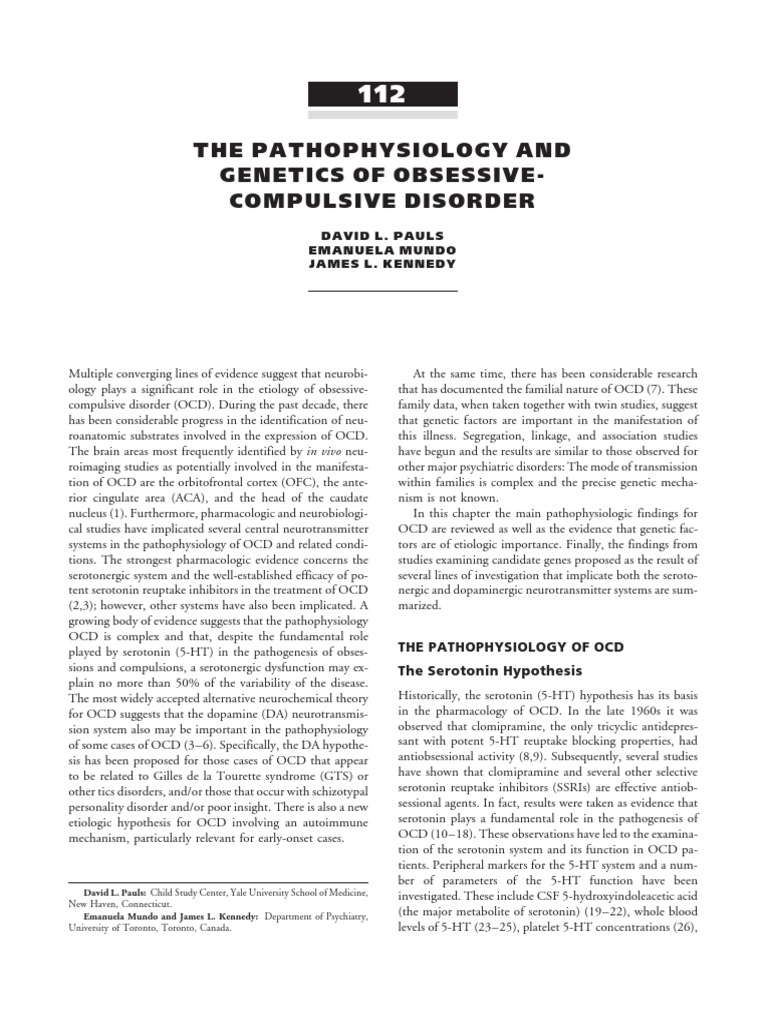 The Pathophysiology and Genetics of OCD | PDF | Obsessive–Compulsive ...
