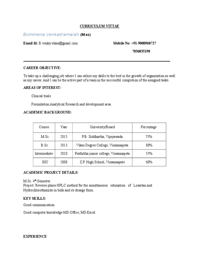 Venkat CV | Download Free PDF | High Performance Liquid Chromatography | Cognition