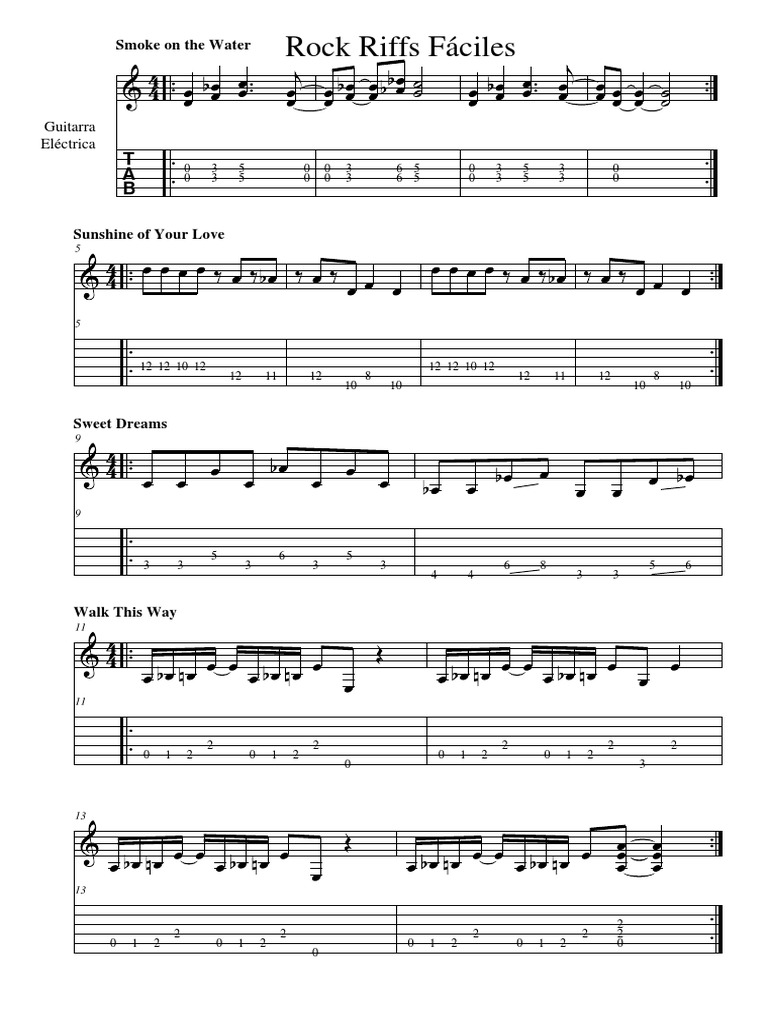 Rock Riffs FacilesHQ | PDF | Songs | Rock Songs