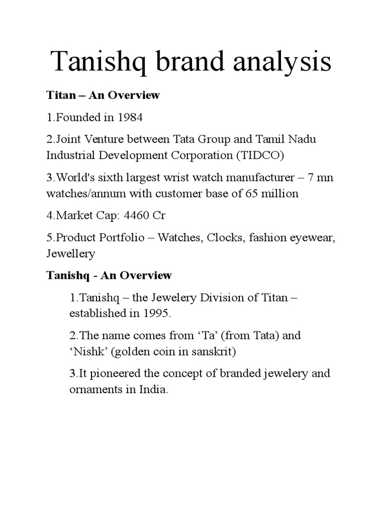 Brand Analysis of Tanishq - 120916109 | PDF | Business Economics ...
