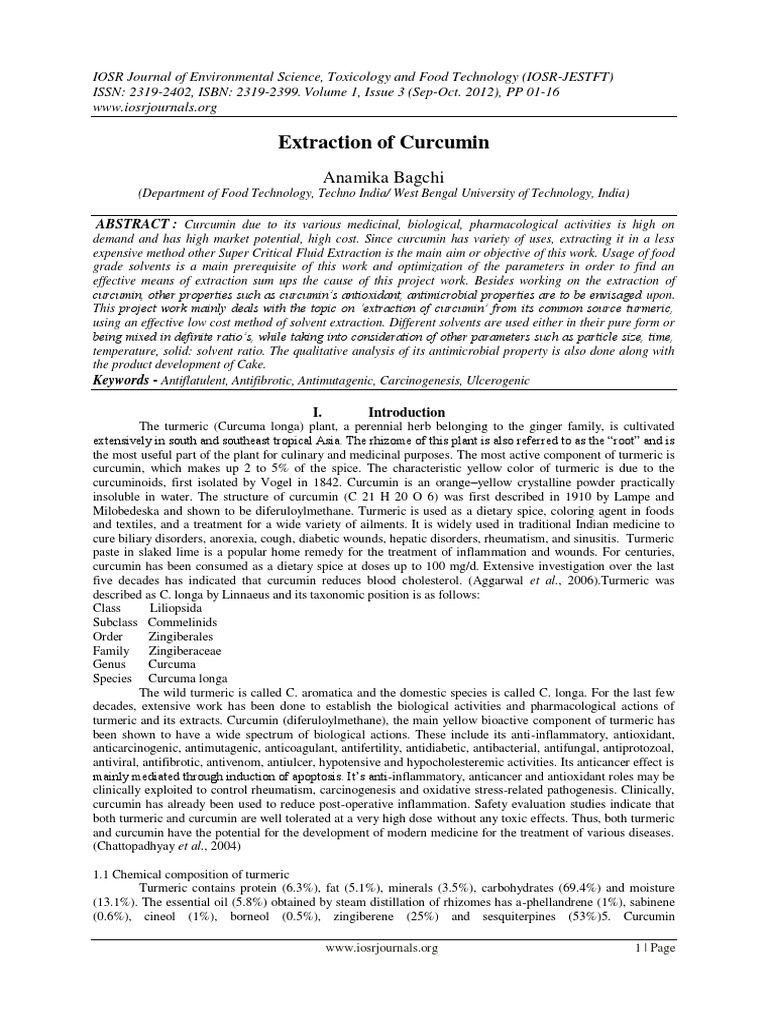 Extraction of Curcumin PDF | PDF | Turmeric | Antioxidant