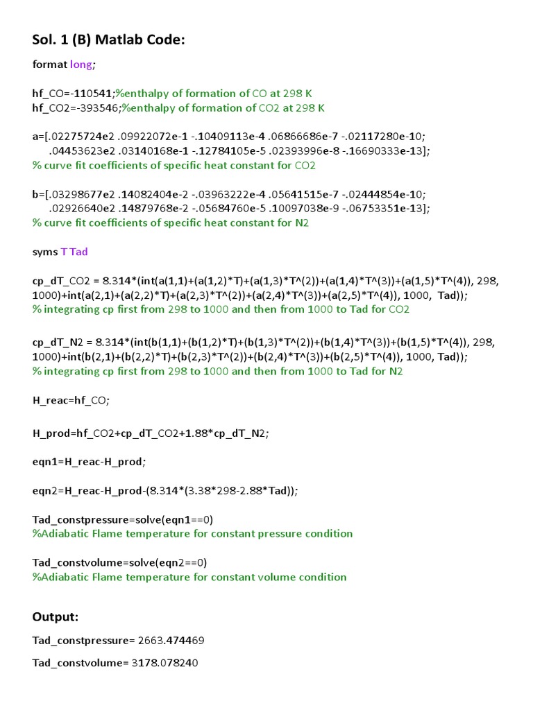Sol. 1 (B) Matlab Code:: Output | PDF
