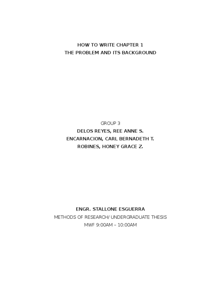 How To Write Chapter 1 | PDF | Hypothesis | Null Hypothesis