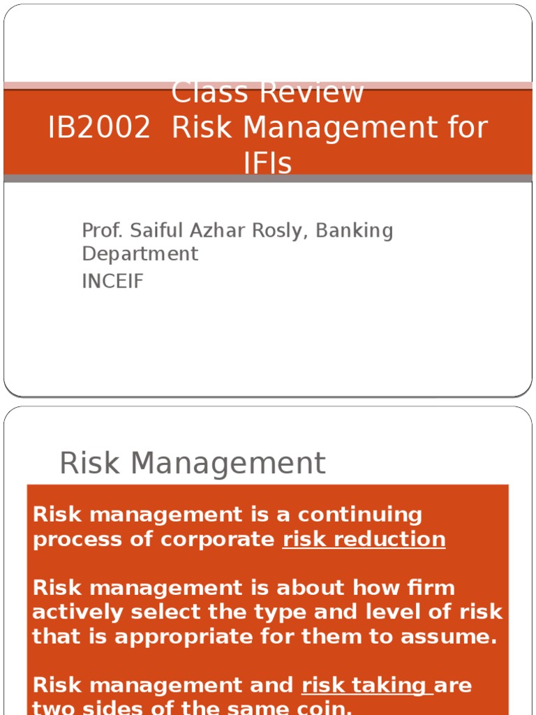 Risk Management For IFIs | PDF | Value At Risk | Islamic Banking And Finance