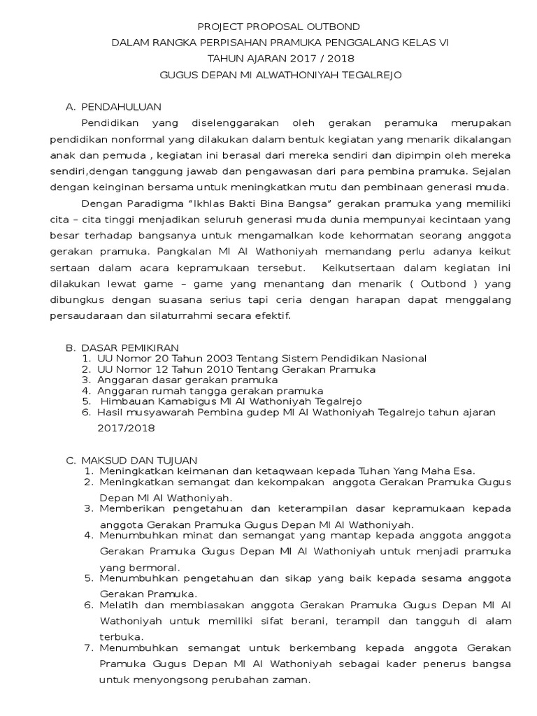 Contoh Proposal Outbond | PDF