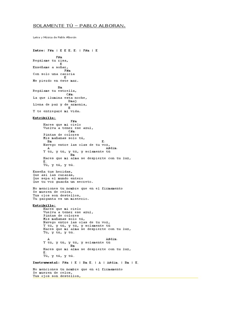 Solamente Tú - Acordes | PDF