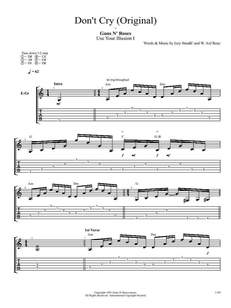 Guns N Roses - Dont Cry (Original) | PDF | Recorded Music | Songs