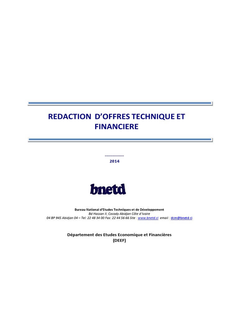 REDACTION D’OFFRES TECHNIQUE ET FINANCIERE.pdf | Appel d'offres | Business