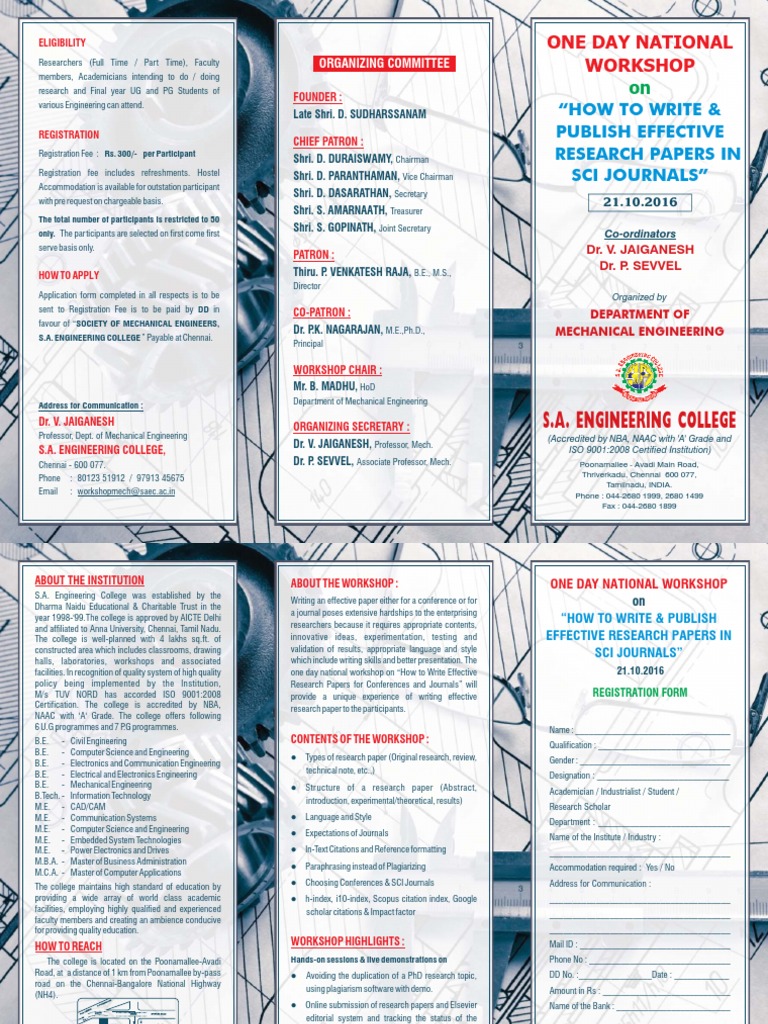 Workshop Brochure | PDF | Science And Technology | Academia