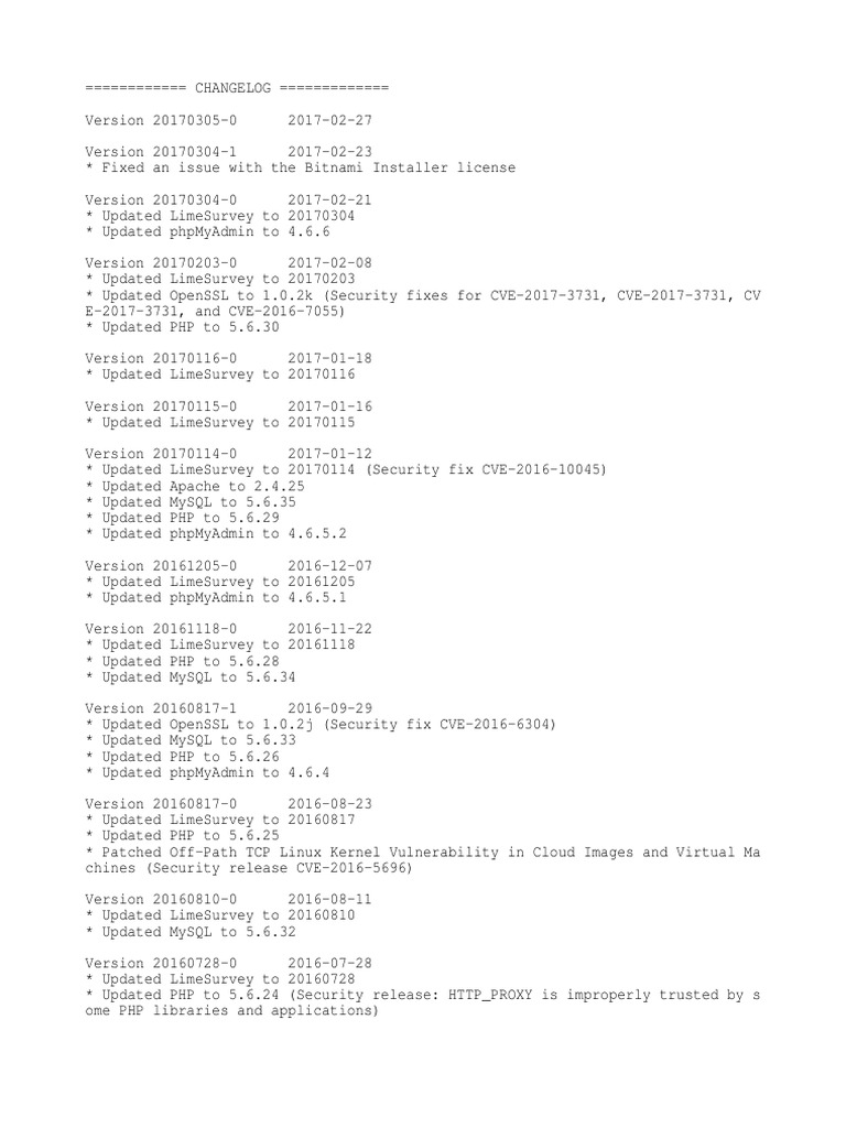 Change Log | PDF | Php | Apache Http Server