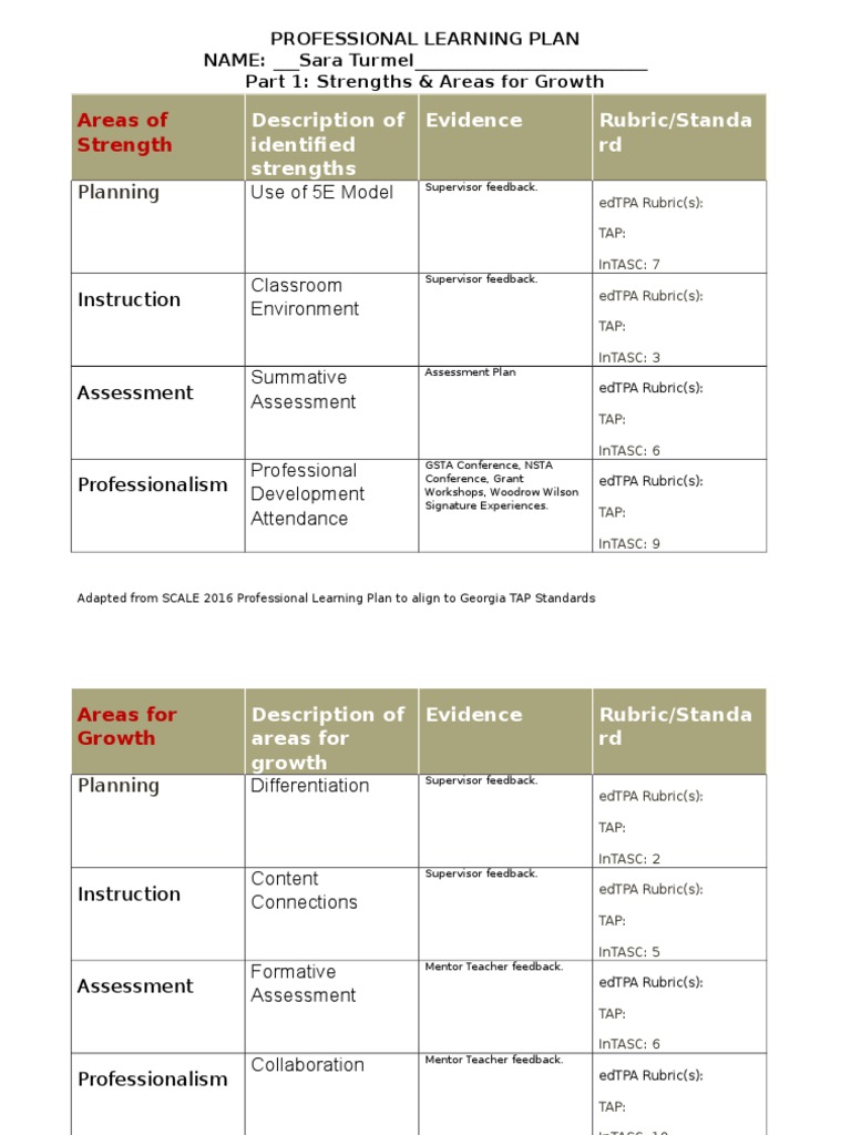 Professional Learning Plan | PDF | Educational Assessment | Educational ...