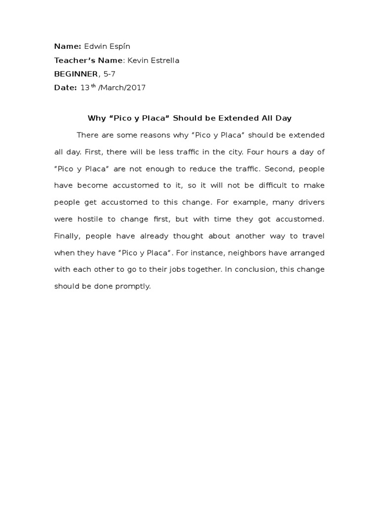 Name: Edwin Espín Teacher's Name: Kevin Estrella Beginner, 5-7 Date: 13 ...