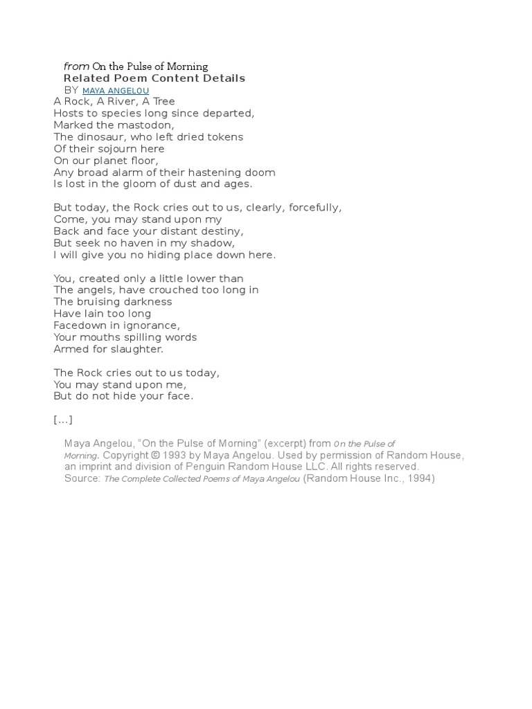On the Pulse of Morning: A Poetic Call | PDF | Young Adult