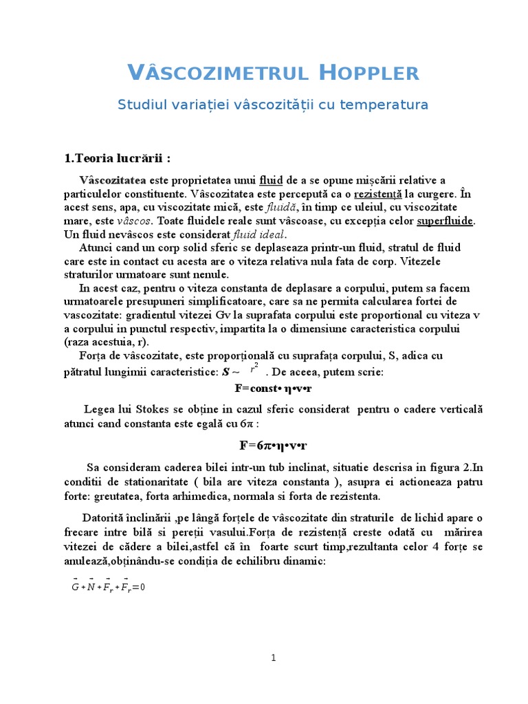 Vâscozimetrul Hoppler | PDF