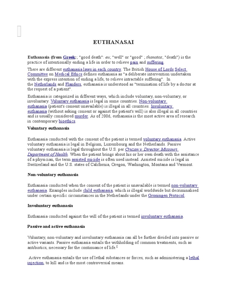 Euthanasia | PDF | Applied Ethics | Medical Ethics