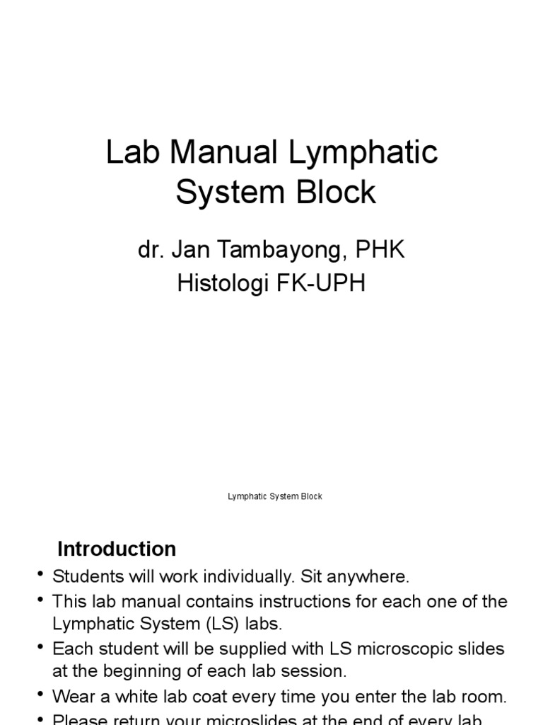 Lab Manual Lymphatic System Block | PDF