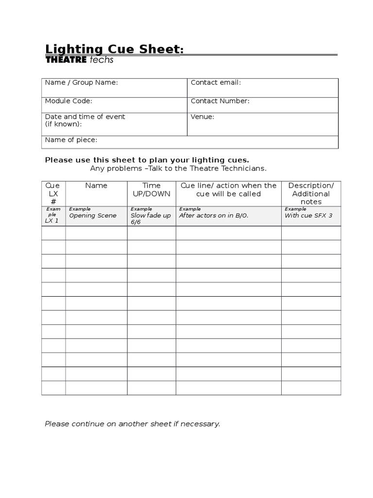 Cue Sheet. Full Pack | PDF | Leisure