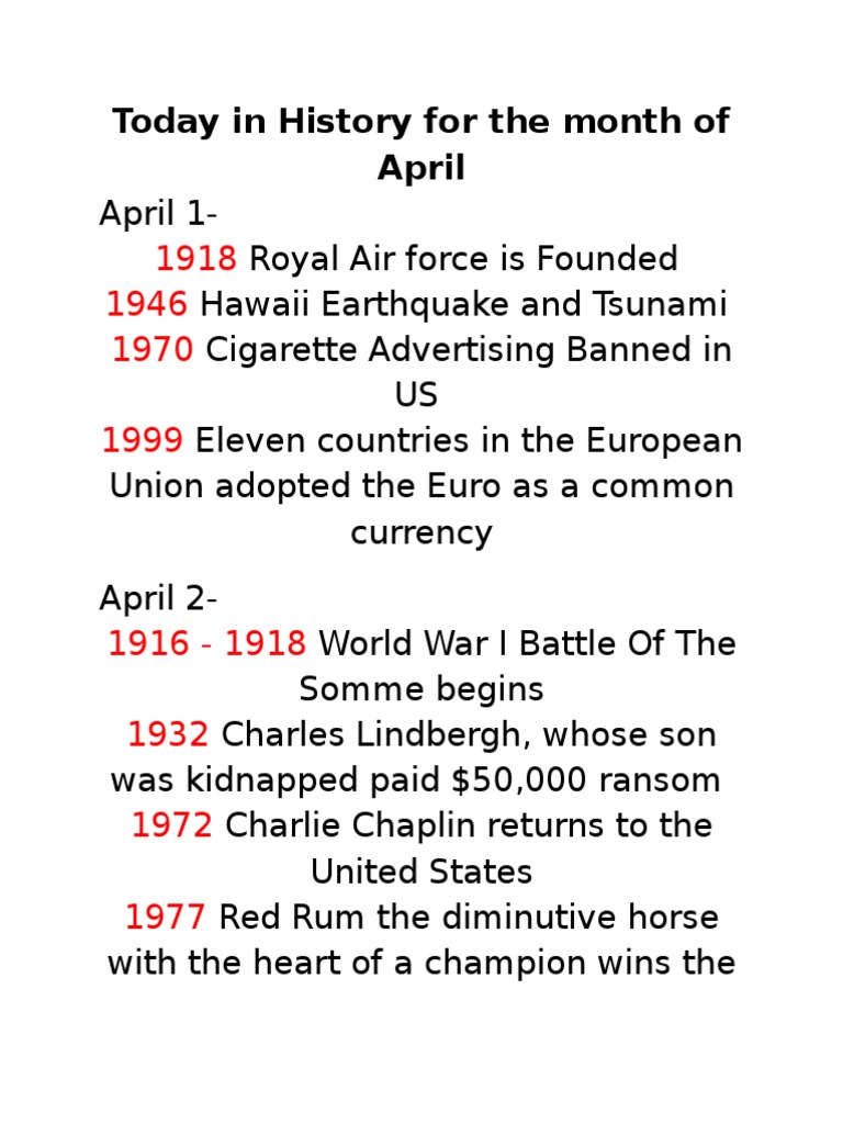 Key Historical Events in April | PDF | The United States | Unrest