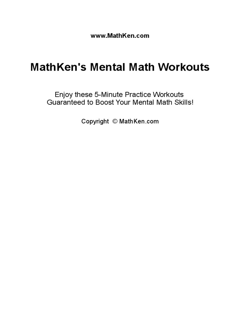Mental Math Workouts | PDF | E Books | Numbers